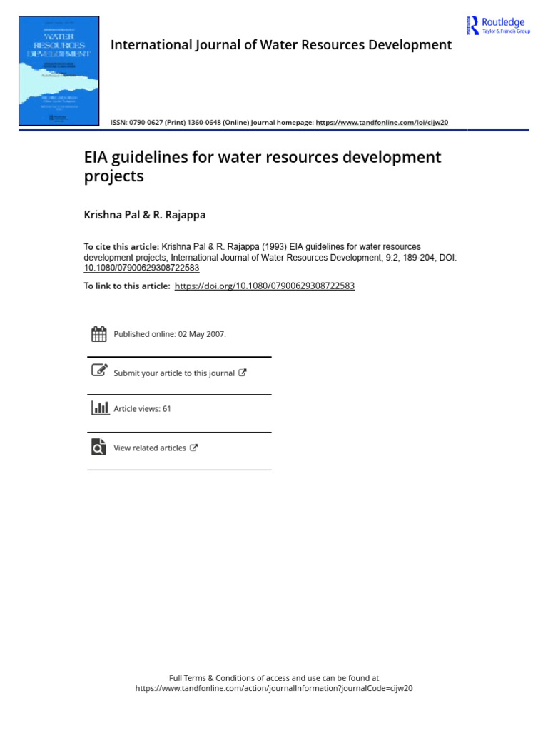 EIA Guidelines For Water Resources Development Projects | PDF ...