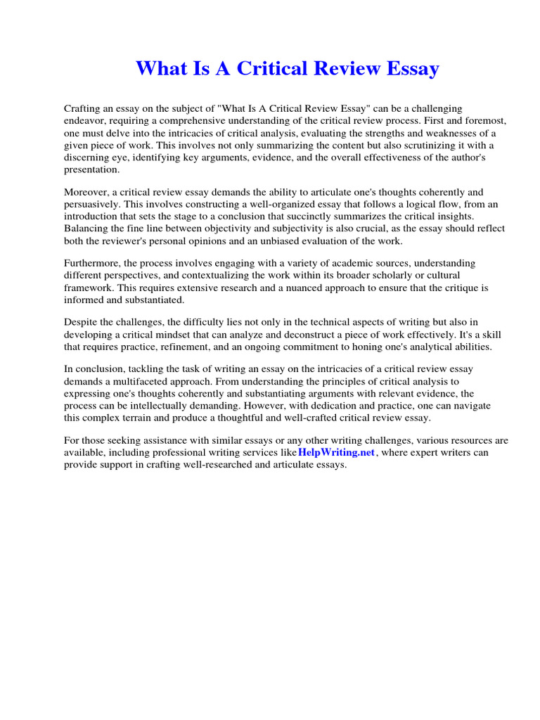 What Is A Critical Review Essay | PDF