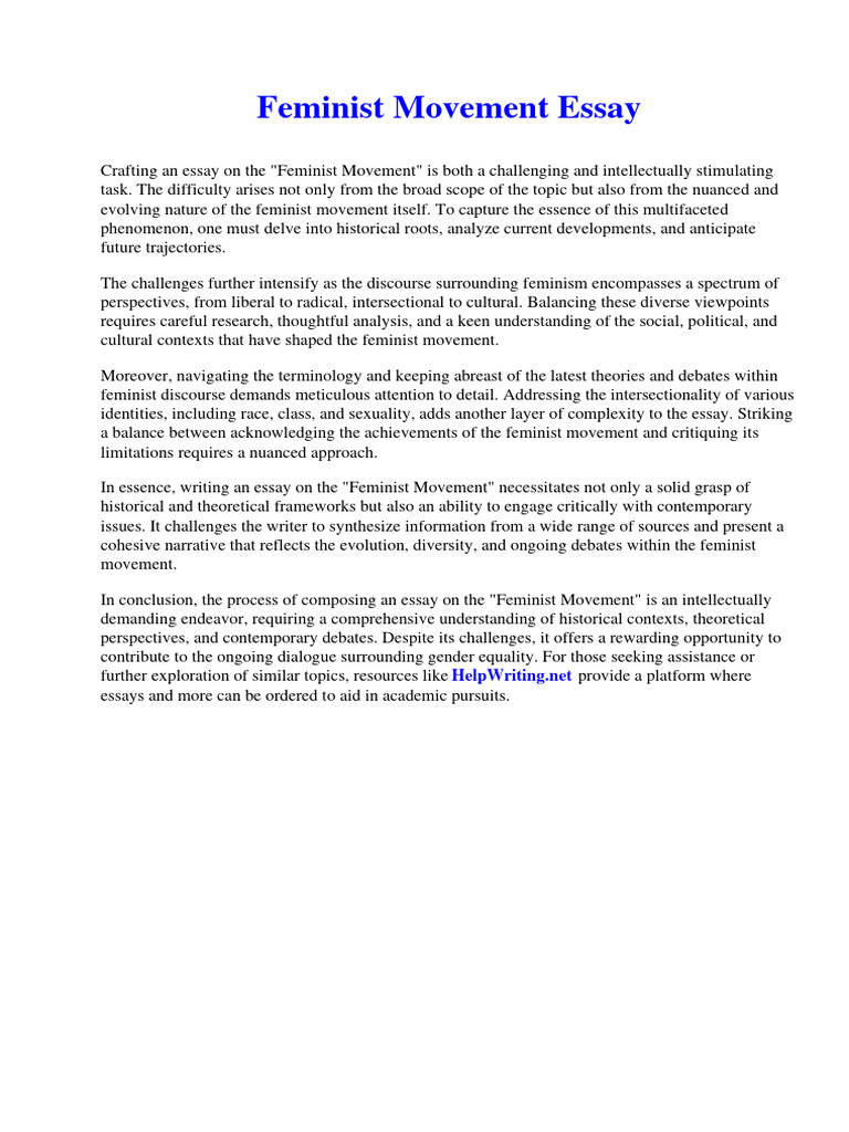 Feminist Movement Essay | PDF