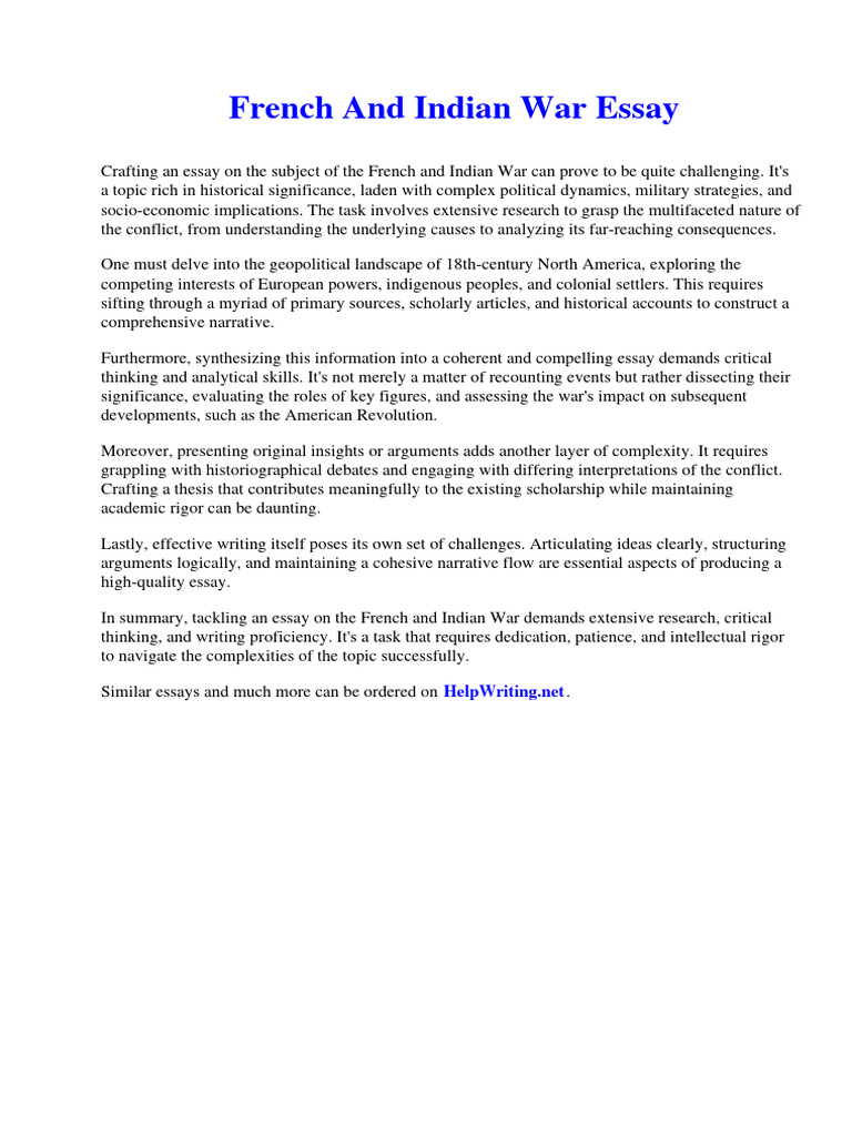 French and Indian War Essay | PDF | Walmart | Essays