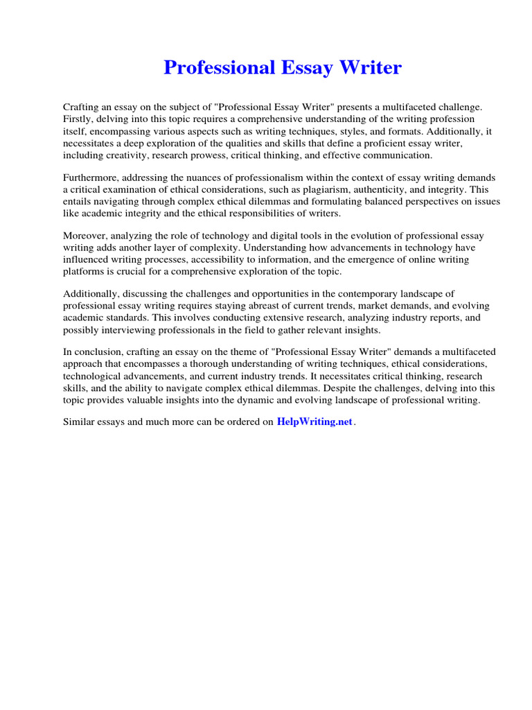 Professional Essay Writer | PDF | Swot Analysis | Plato