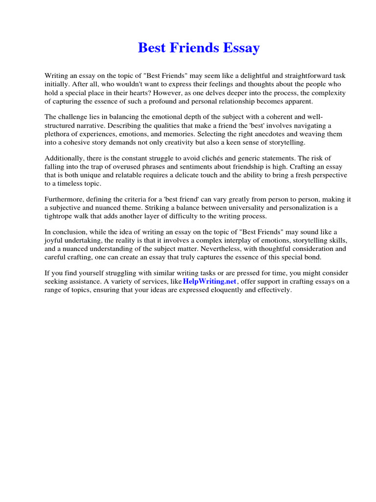 Best Friends Essay | PDF | Dentistry | Essays