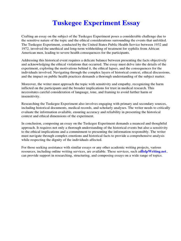 Tuskegee Experiment Essay | PDF | Experiment | Surgery