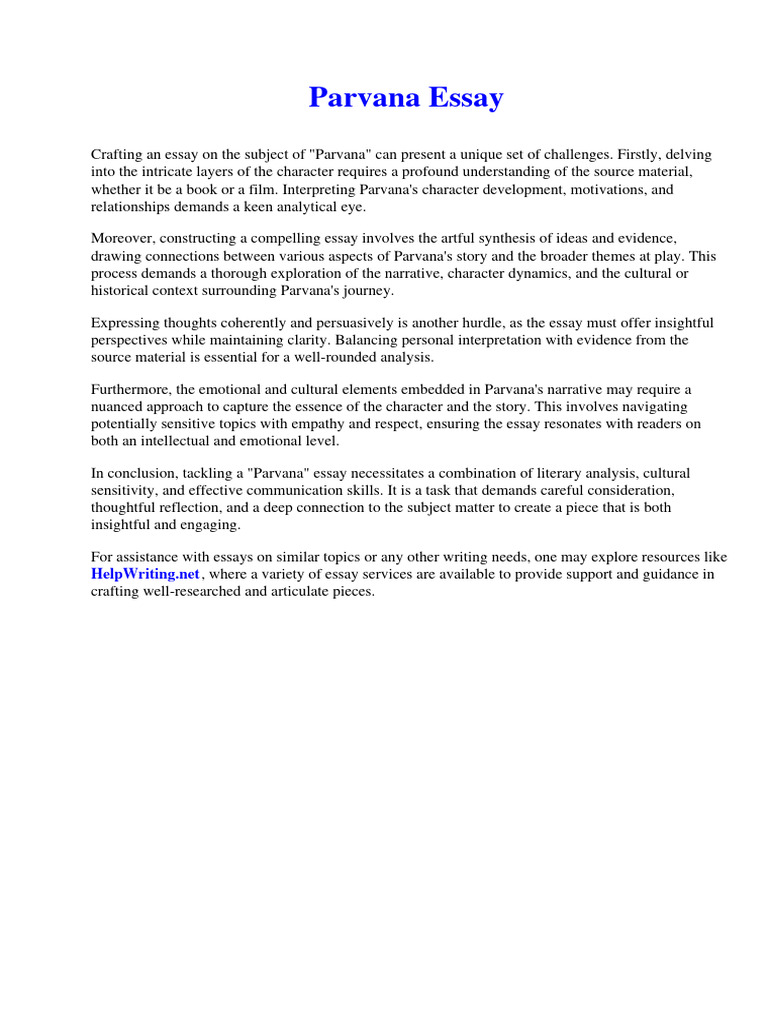 Parvana Essay | PDF | Trinity | Essays