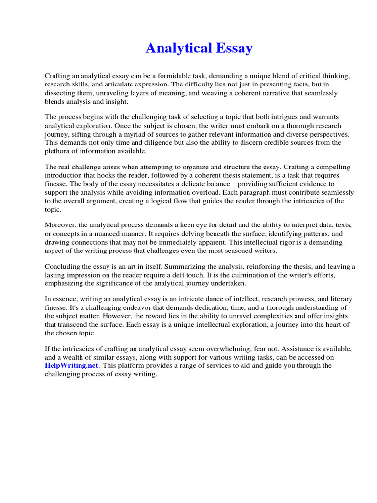 Analytical Essay | PDF