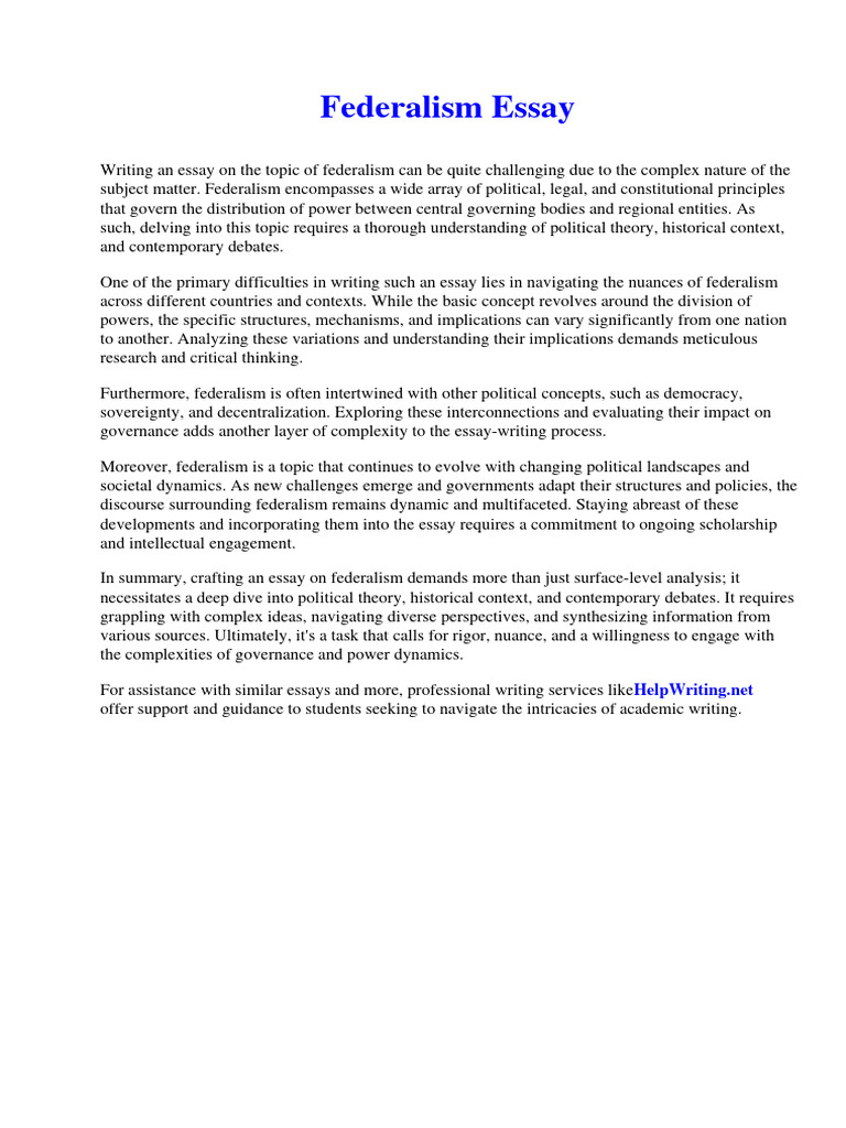 Federalism Essay | PDF | Cyberbullying | Ieee 802.11