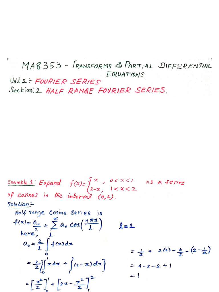 TPDE Unit2 Lec 3 Half Range Fourier Series Sums | PDF