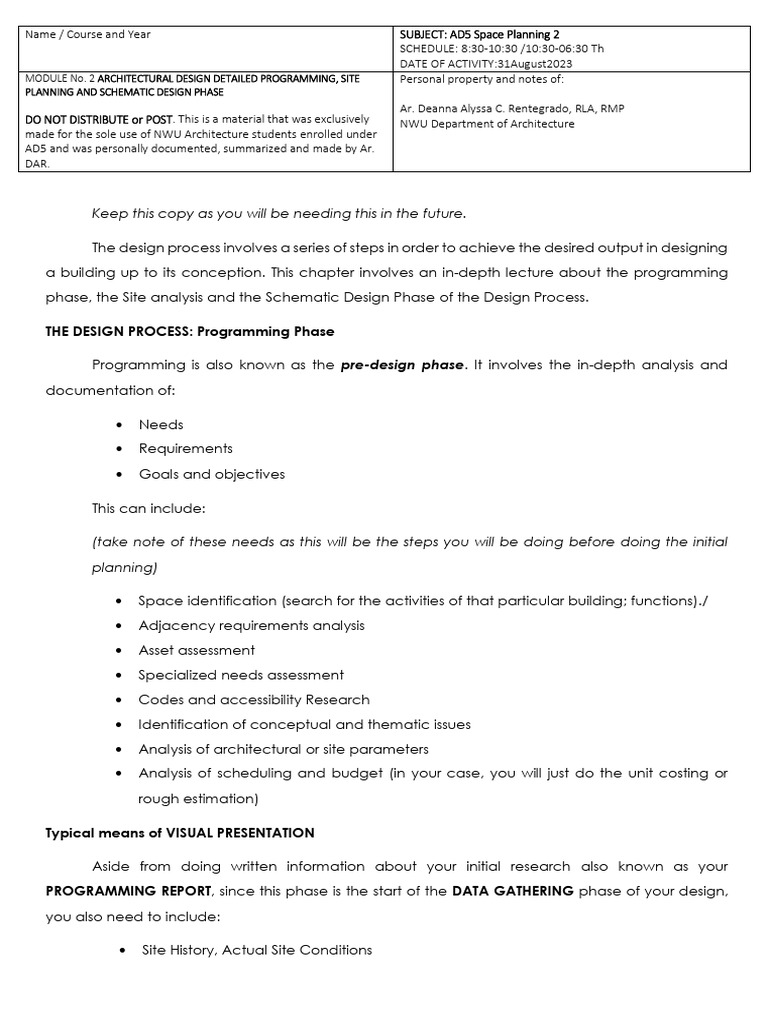 AD5 Space Planning Module 2 1 | PDF | Data