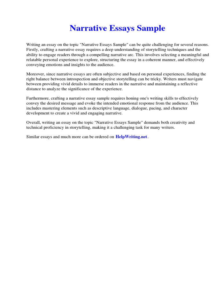 Narrative Essays Sample | PDF | Athena | Narrative