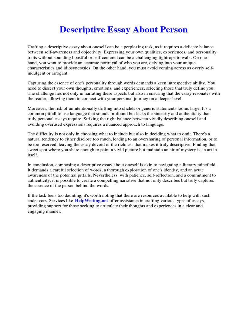 Descriptive Essay About Person | PDF | Gun Control | Waste