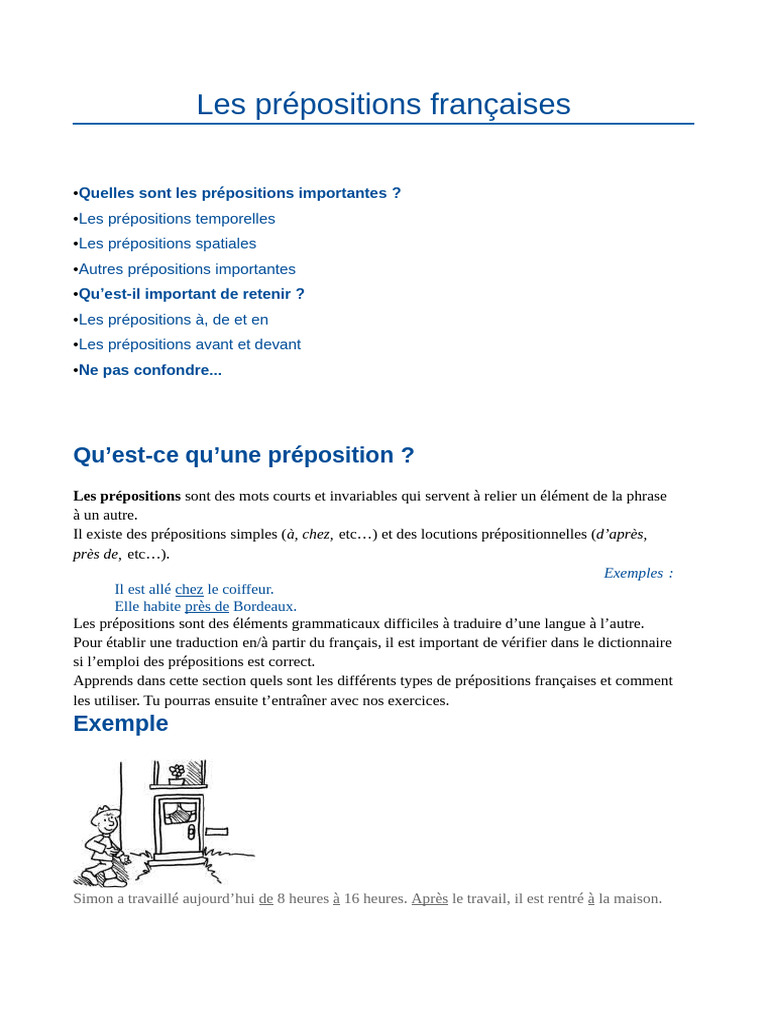 Les prépositions en français expliquées | PDF | Adposition | Linguistique