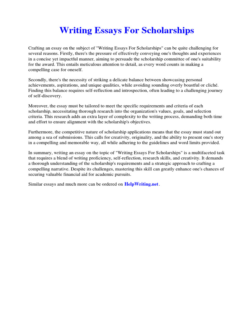 Writing Essays For Scholarships | PDF | Essays | Disability
