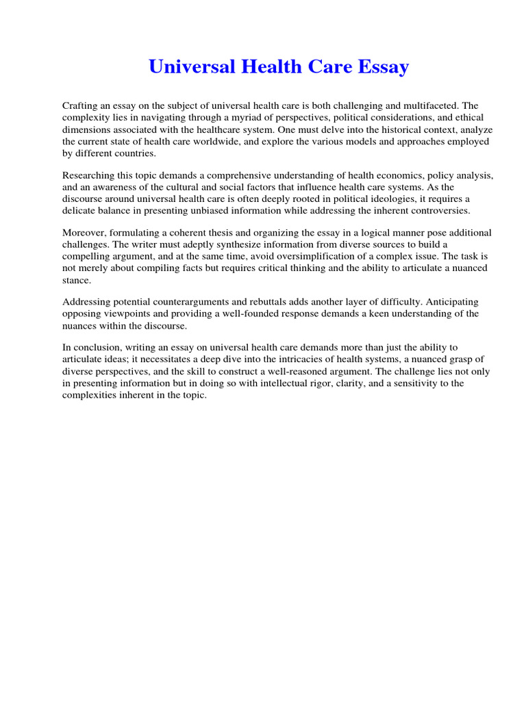 Universal Health Care Essay | PDF | Shamanism