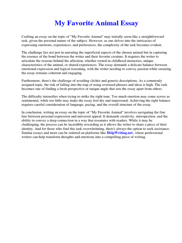 My Favorite Animal Essay | PDF | Market Segmentation | Rational Emotive ...