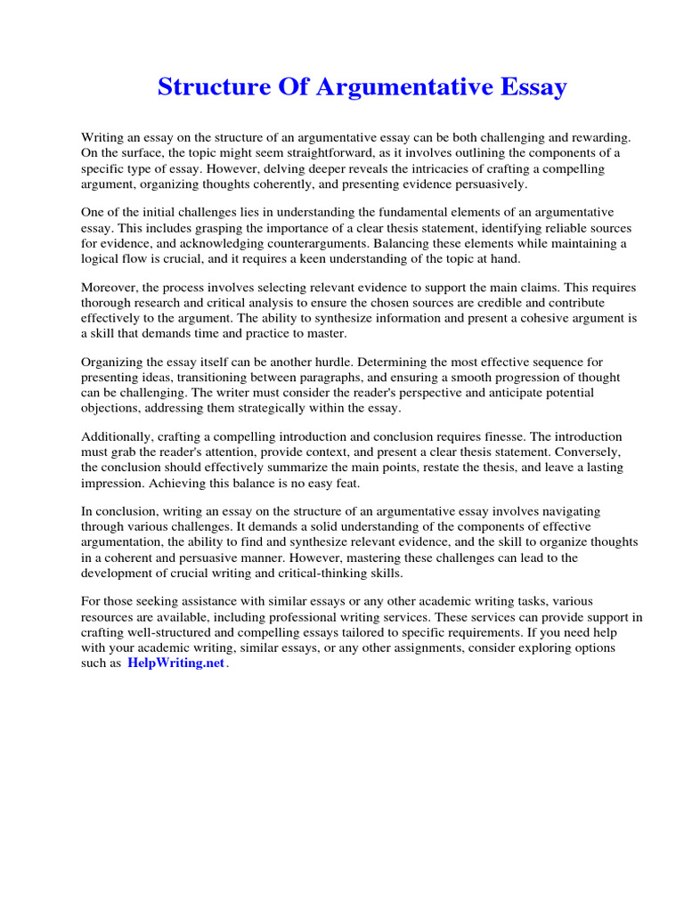 Structure of Argumentative Essay | PDF | Essays | Thought