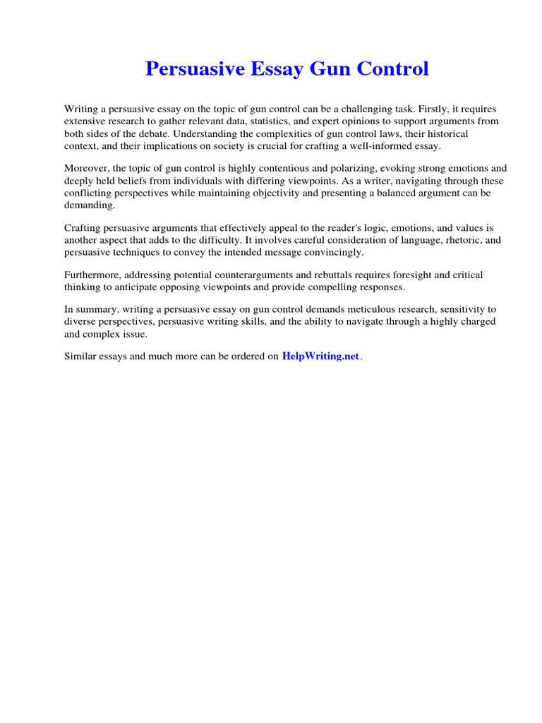 Persuasive Essay Gun Control | PDF | Foreign Language Studies