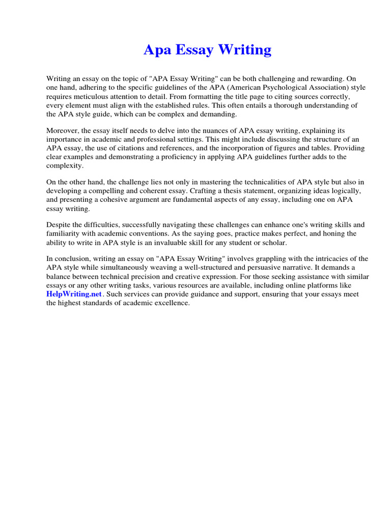 Apa Essay Writing | PDF | Apa Style | Essays