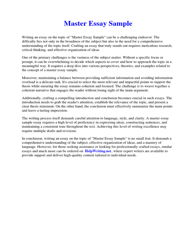 Master Essay Sample | PDF