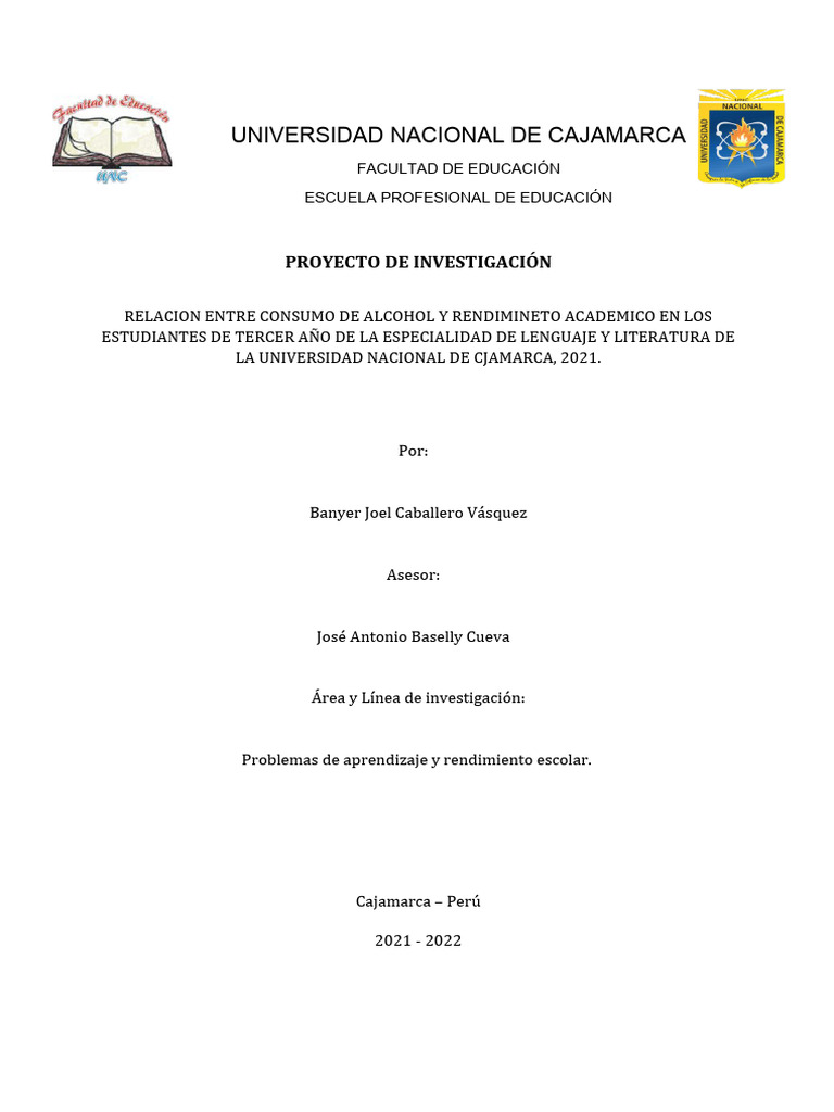 Proyecto Final - Banyer Caballero | PDF | Alcoholismo | Aprendizaje