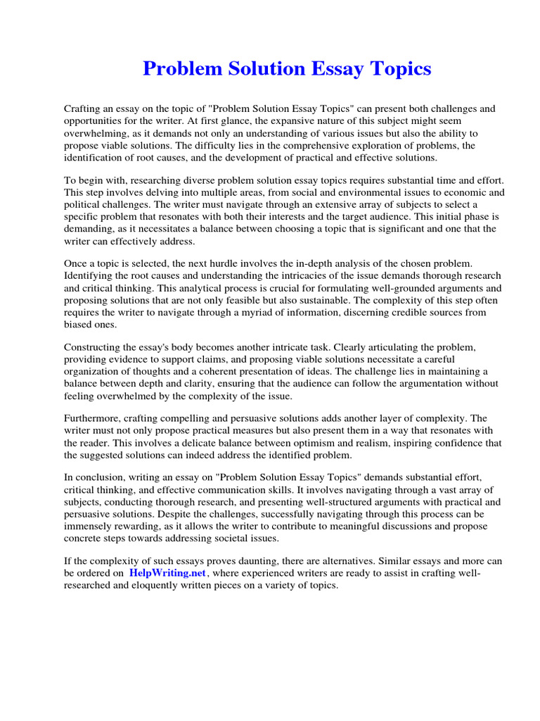 Problem Solution Essay Topics | PDF | Jack The Ripper | Thought