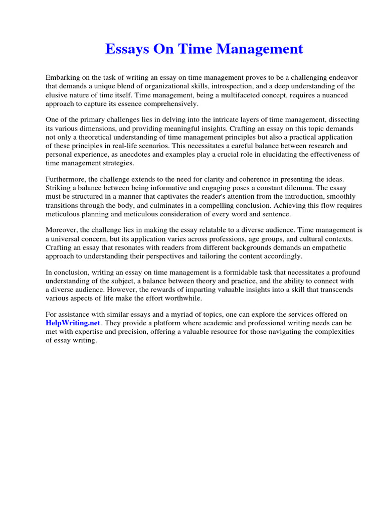 Essays On Time Management | PDF | Moby Dick | Captain Ahab