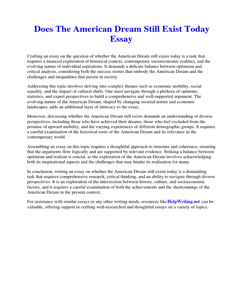 Does The American Dream Still Exist Today Essay | PDF | Telegraphy ...