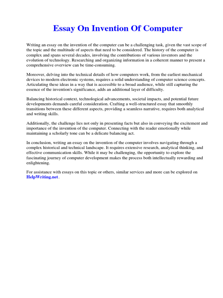 Essay On Invention of Computer | PDF | Barbie | Essays