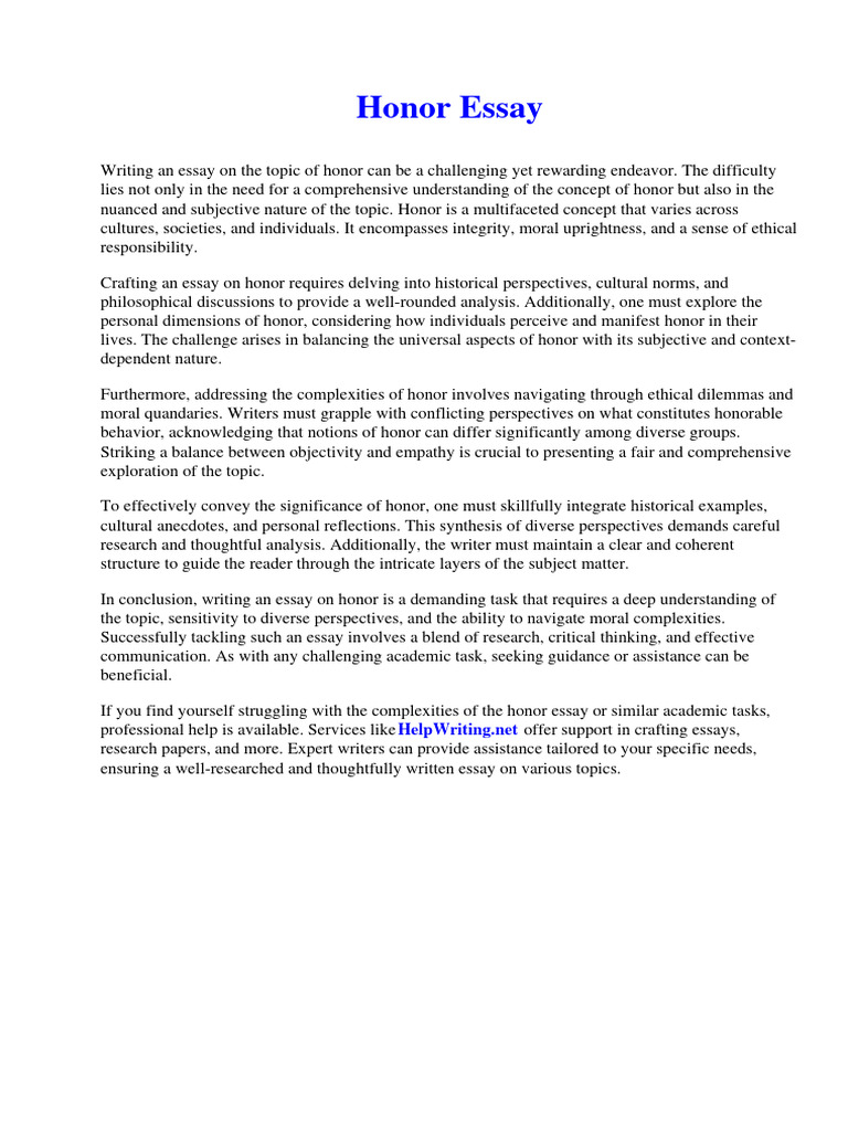 Honor Essay | PDF