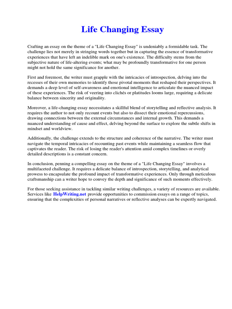 Life Changing Essay | PDF | Cambodia | Point Of Sale