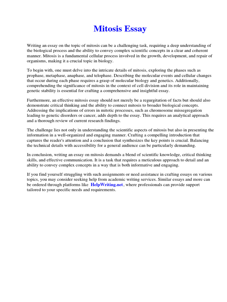 Mitosis Essay | PDF