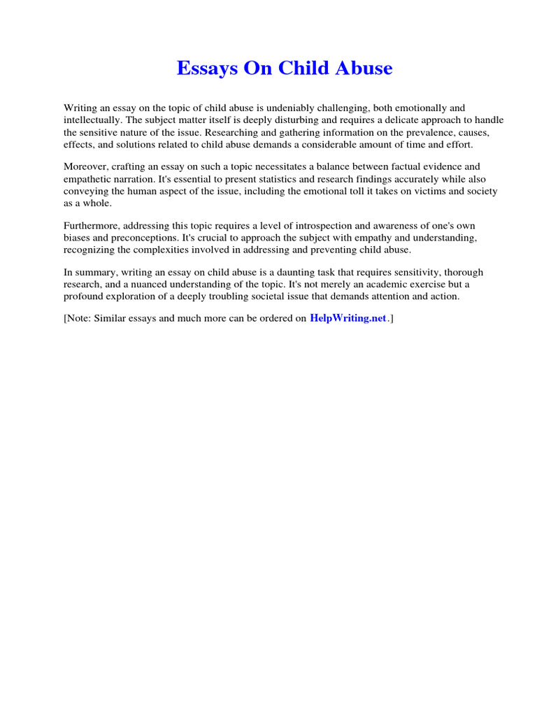 Essays On Child Abuse | PDF | Debt | Student Debt