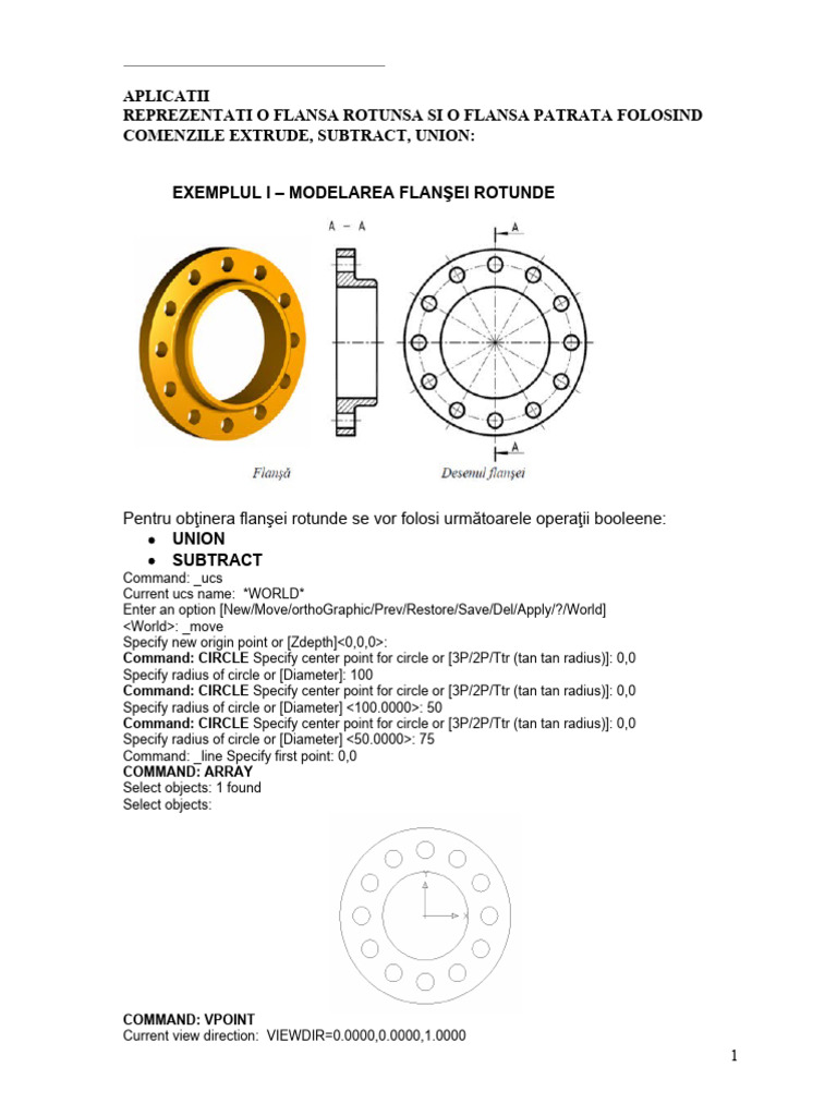 Aplicatii Extrude Subtract Union | PDF | Circle | Extrusion
