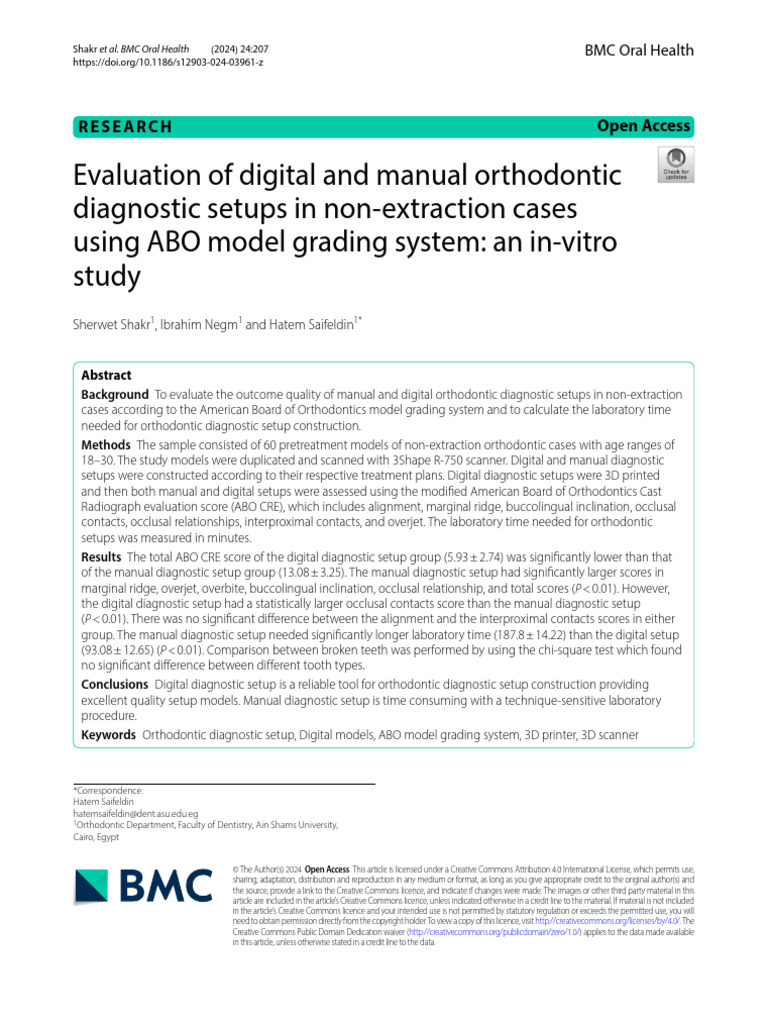 Evaluation of Digital and Manual Orthodontic Diagnostic Setups in Non ...