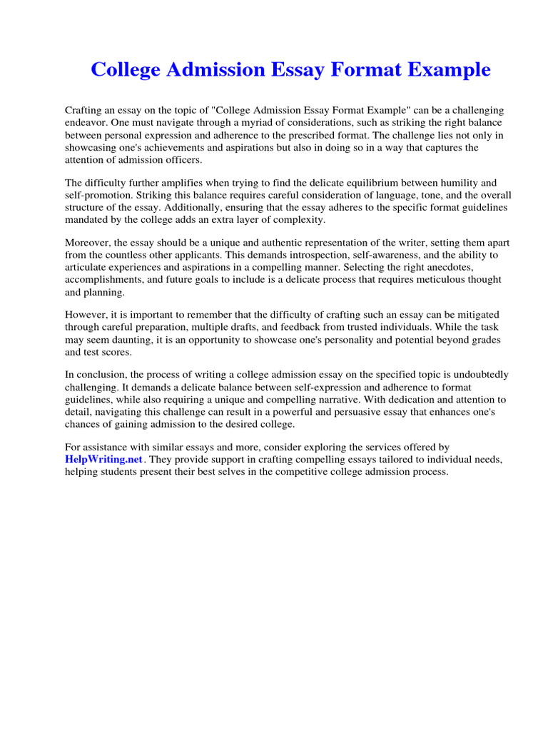 College Admission Essay Format Example | PDF | Learning | Migrant Worker