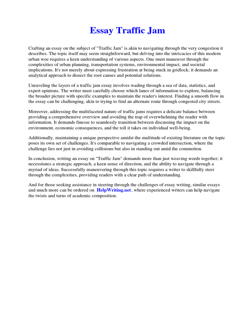 Essay Traffic Jam | PDF | Zionism | Traffic Congestion
