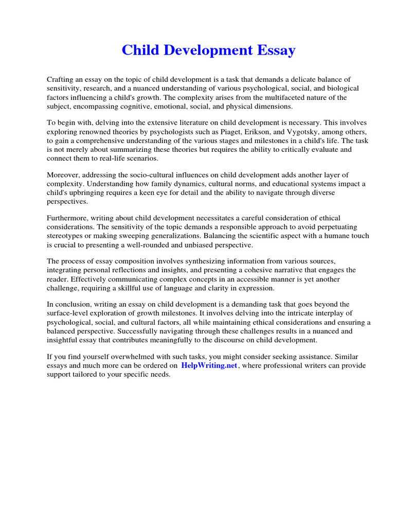 Child Development Essay | PDF | Child Development | General Motors