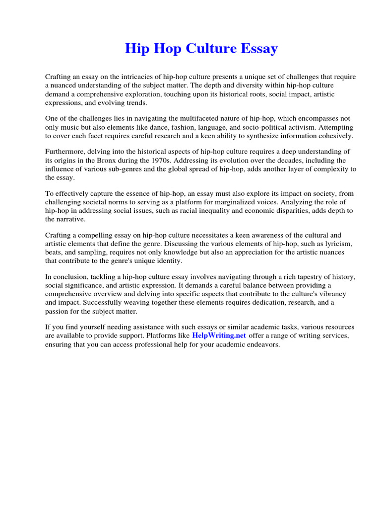 Hip Hop Culture Essay | PDF | Cannabis | Hip Hop Music