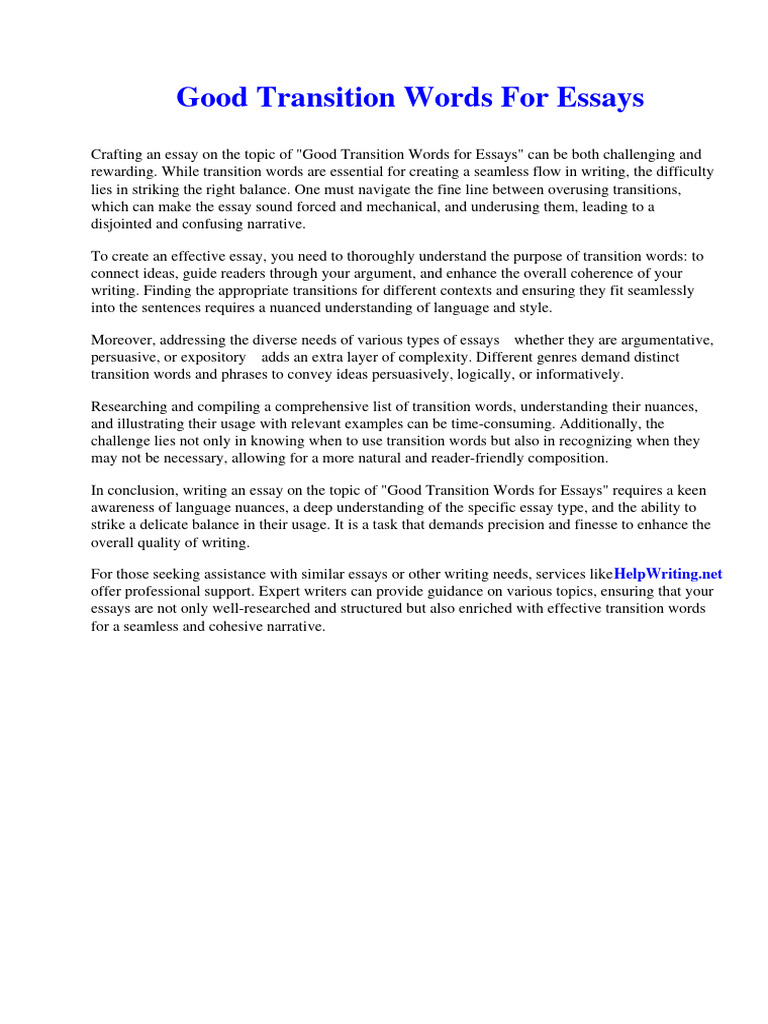 Good Transition Words For Essays | PDF | Empathy | Grigori Rasputin