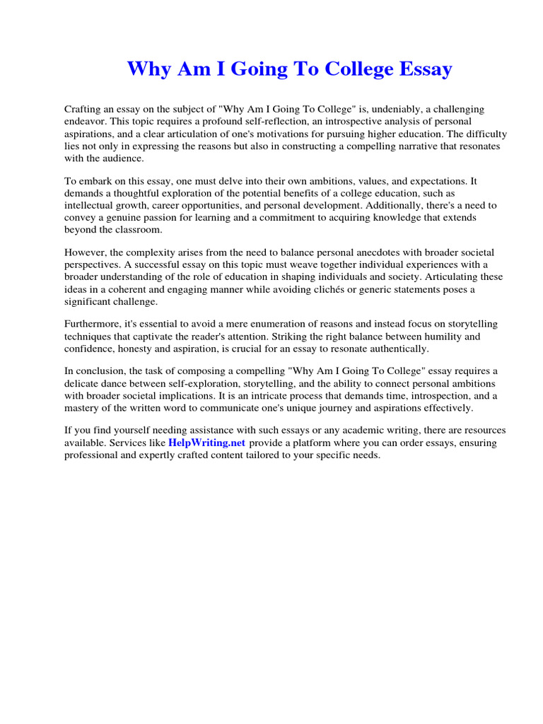 Why Am I Going To College Essay | PDF | Free Will | Cyberwarfare