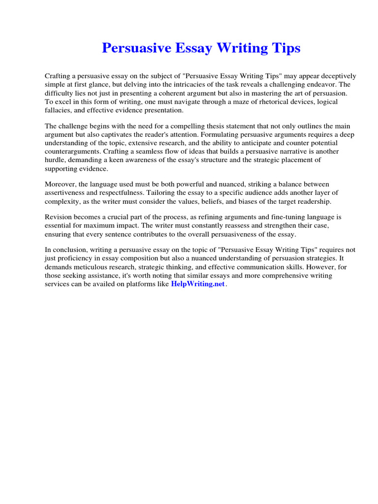 Persuasive Essay Writing Tips | PDF | Essays | Persuasion