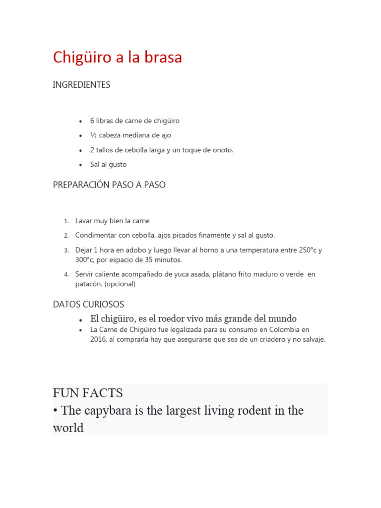 Chigüiro A La Brasa | PDF