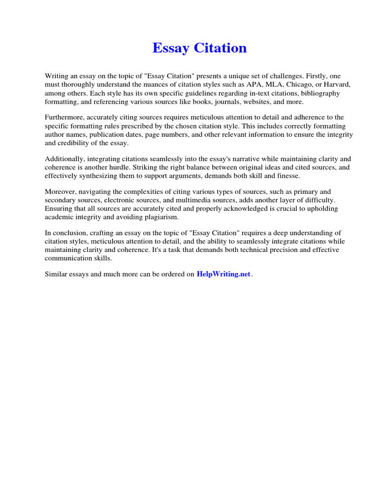 Essay Citation | PDF | Citation | Essays