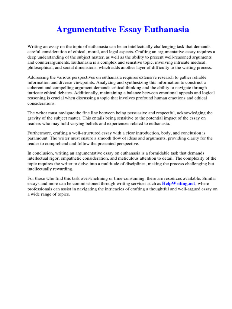 Argumentative Essay Euthanasia | PDF | Druid | Polytheism