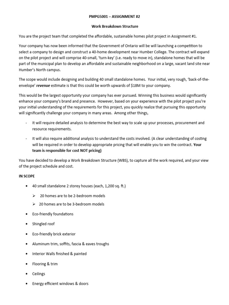 Pmpg5001 Assignment 2 Wbs Description W2024 Pdf Architectural 6612