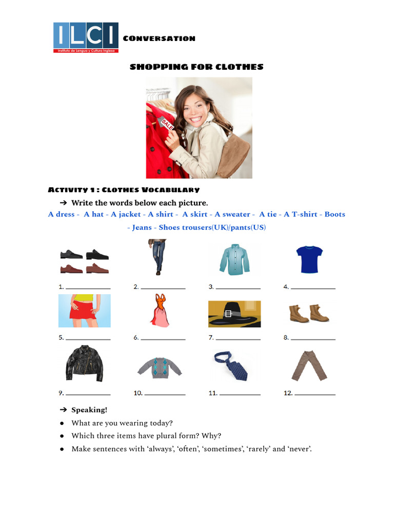 Shopping For Clothes - Conversation | PDF | Shoe | Clothing
