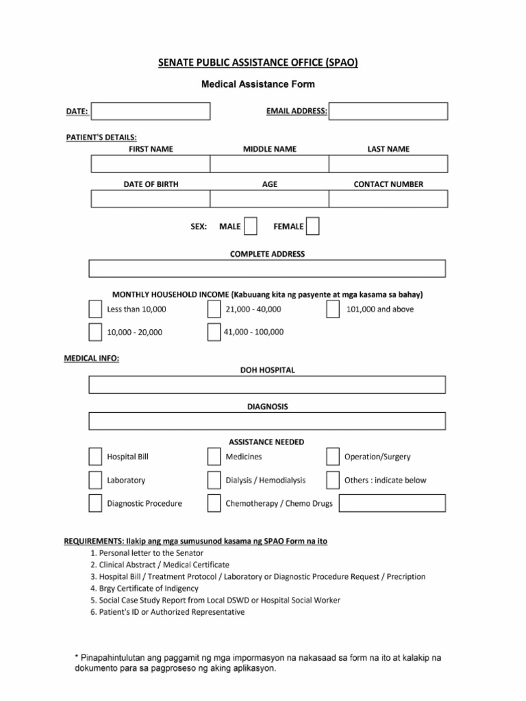 SPAO Medical Assistance Application Form | PDF