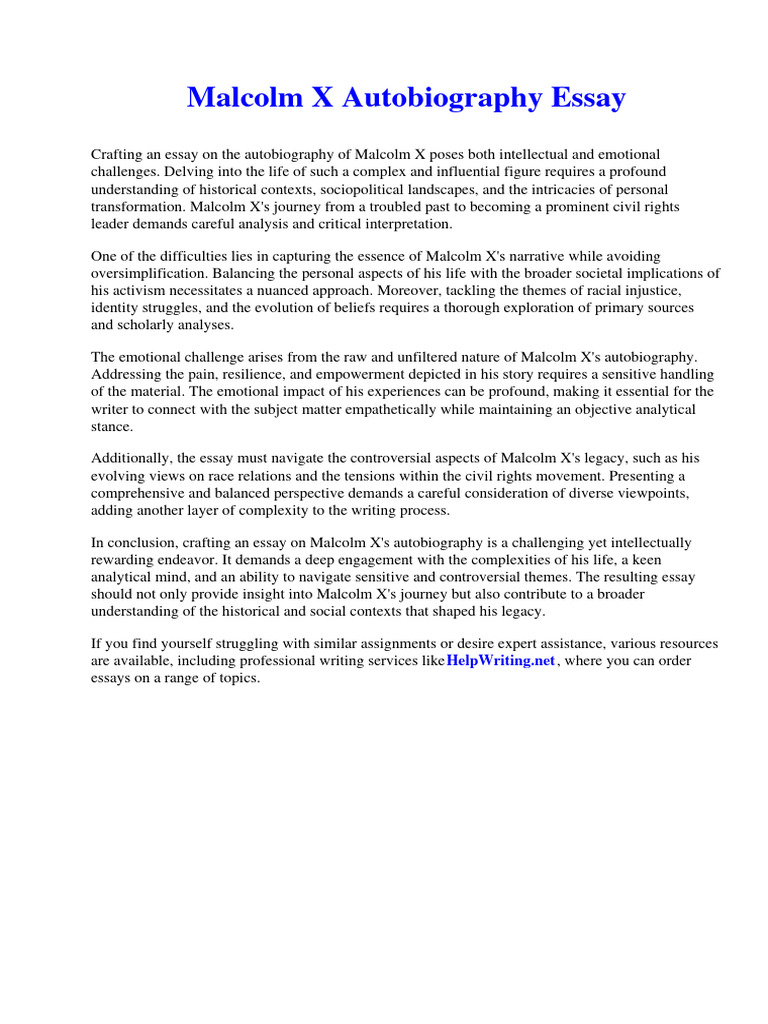 Malcolm X Autobiography Essay | PDF | Brain | Human Brain