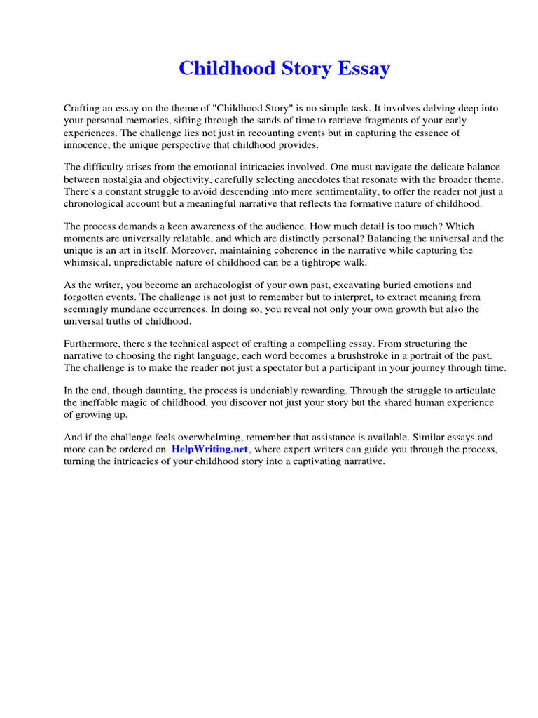 Childhood Story Essay | PDF