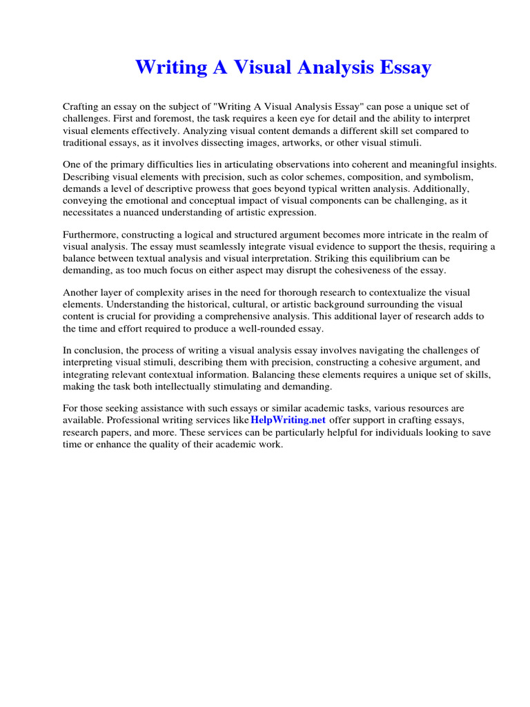 Writing A Visual Analysis Essay | PDF | Oslo I Accord | World Wide Web