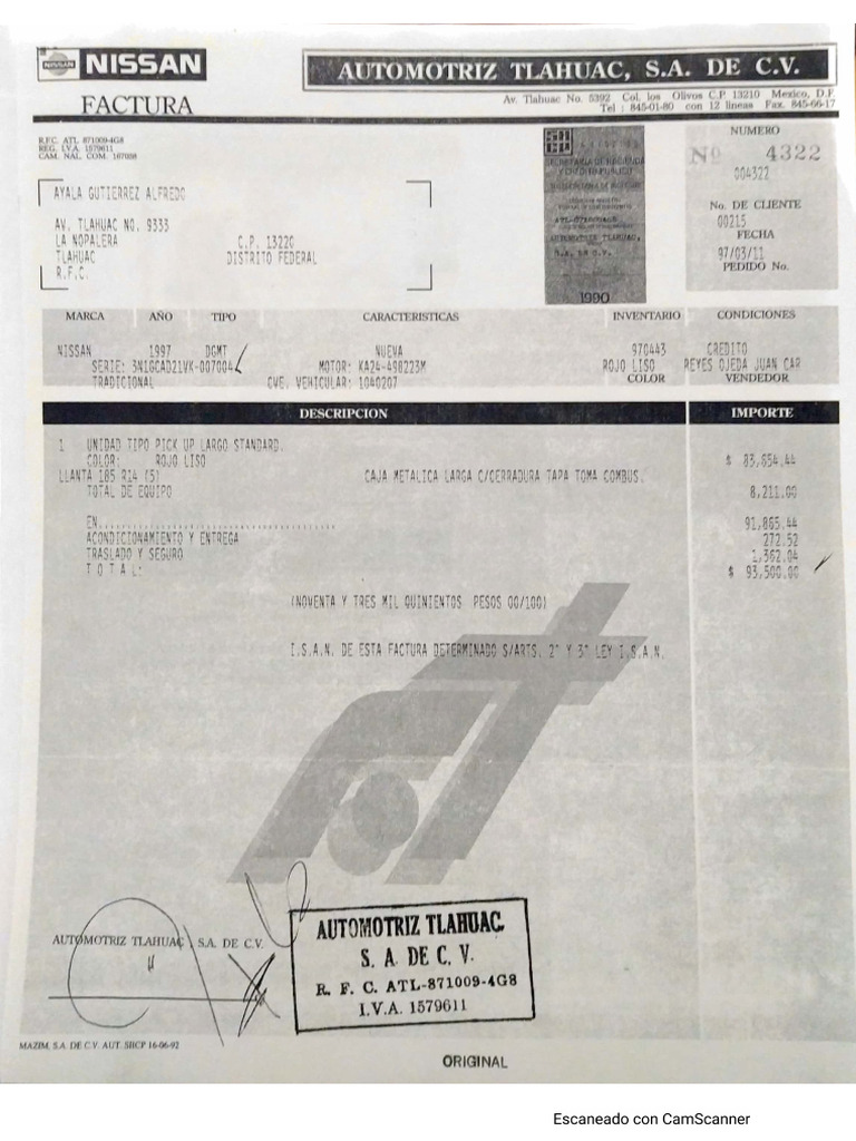 Factura Nissan Nuevo | PDF